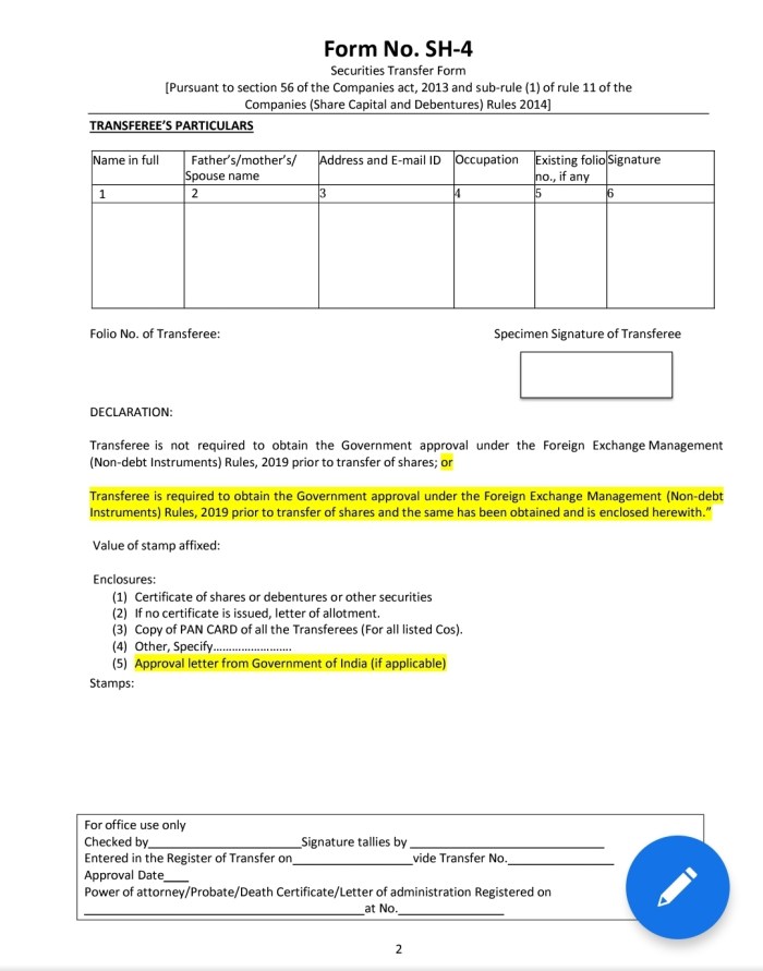 Revised Format SH-4 (SECURITIES TRANSFER FORM) – Business So Simple